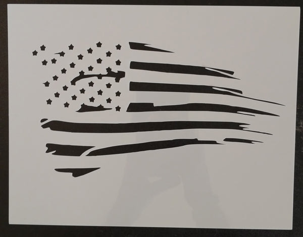 US Distressed American Waving Flag - Stencil – My Custom Stencils